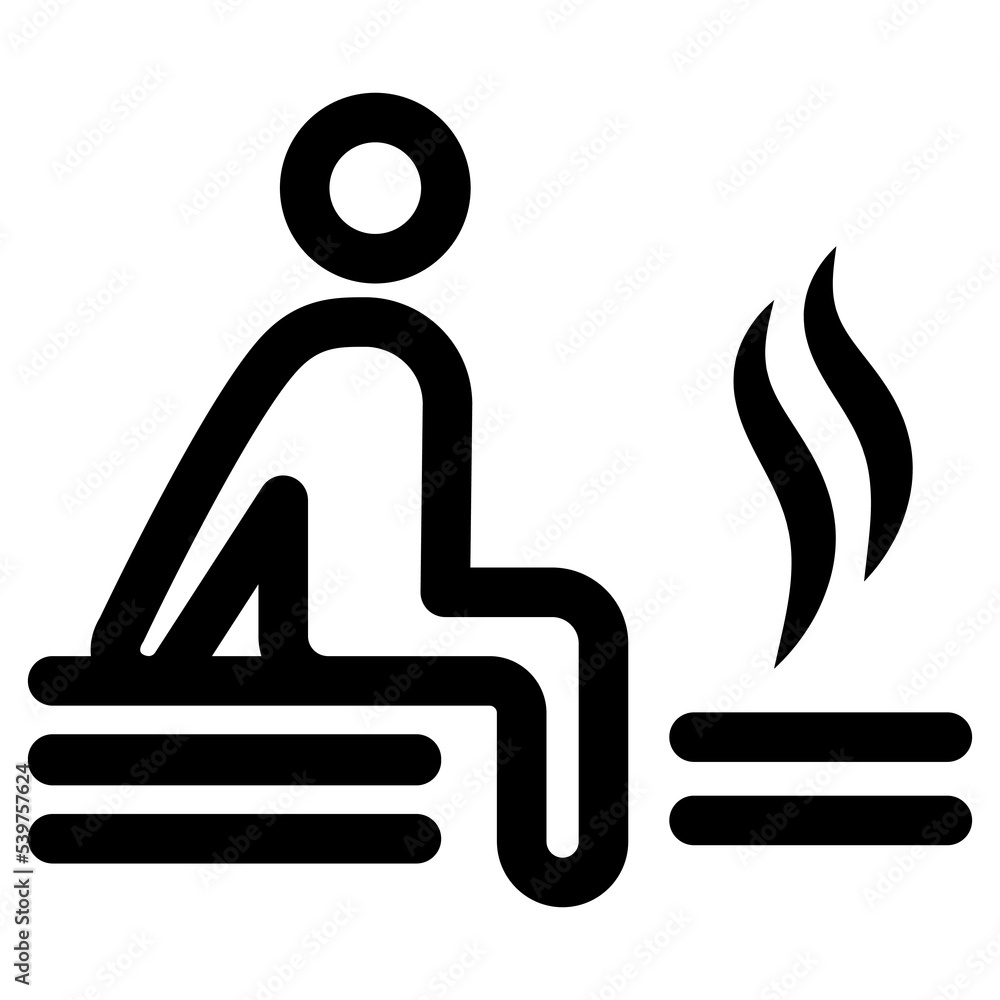 Man in sauna silhouette linear icon. Sauna Room Vector illustration. Stock Vector | Adobe Stock