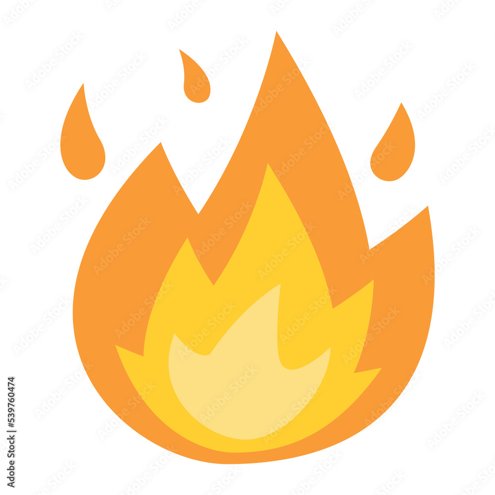 Fire vector emoji sign design. Isolated flame hot icon symbol. Stock ...