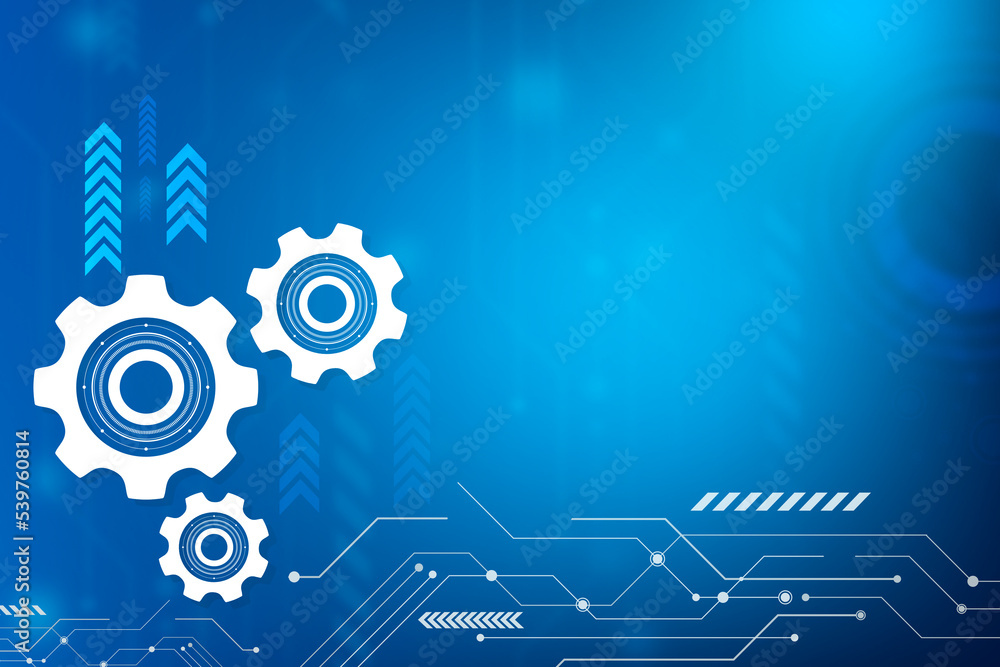 Abstract futuristic- technology gear wheels on circuit board, Hi-tech ...