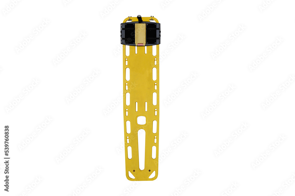 yellow spinal board isolate on white background. long spinal board on ...