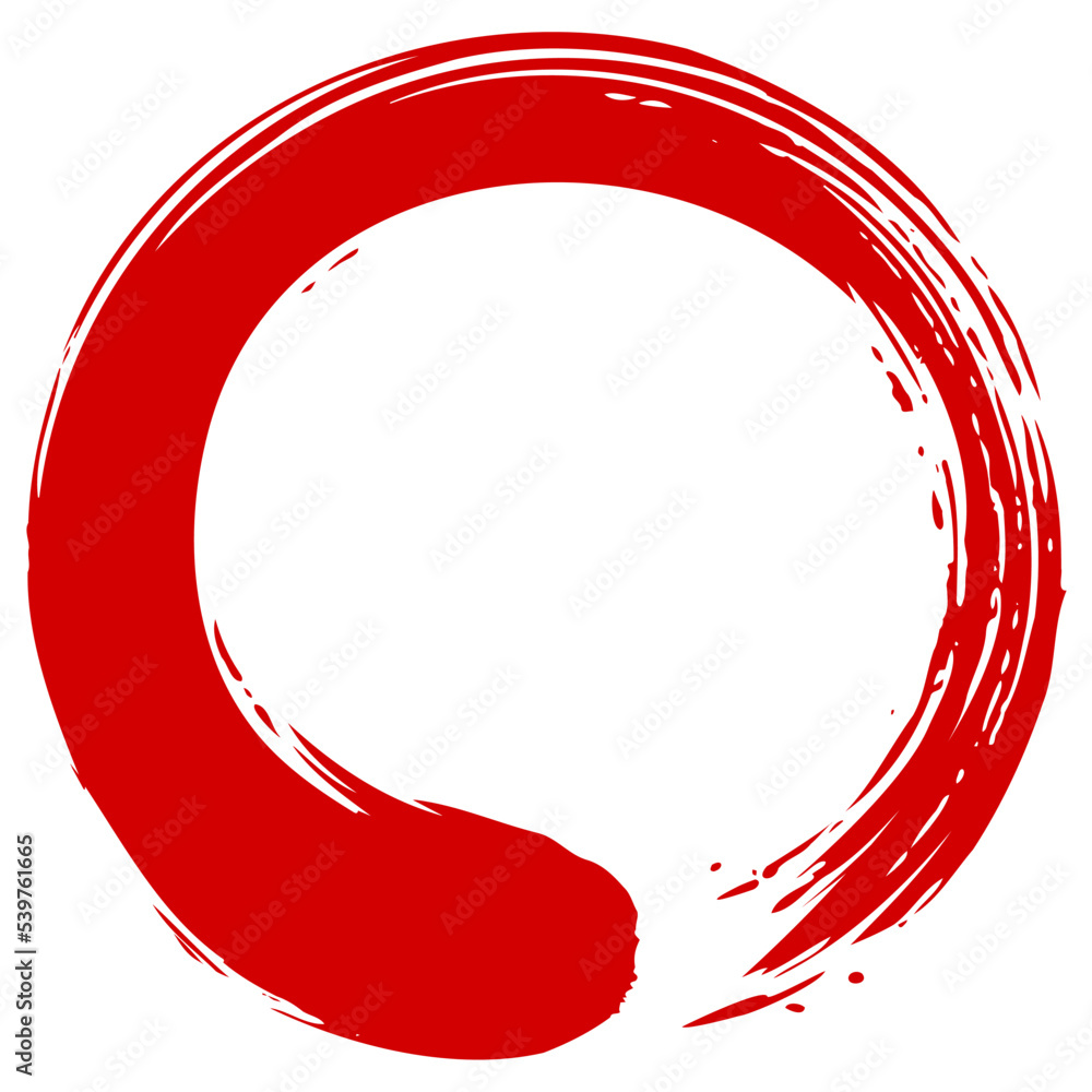 Red Zen Japanese Circle Brush Stroke Sumi-e Vector Illustration Ink ...