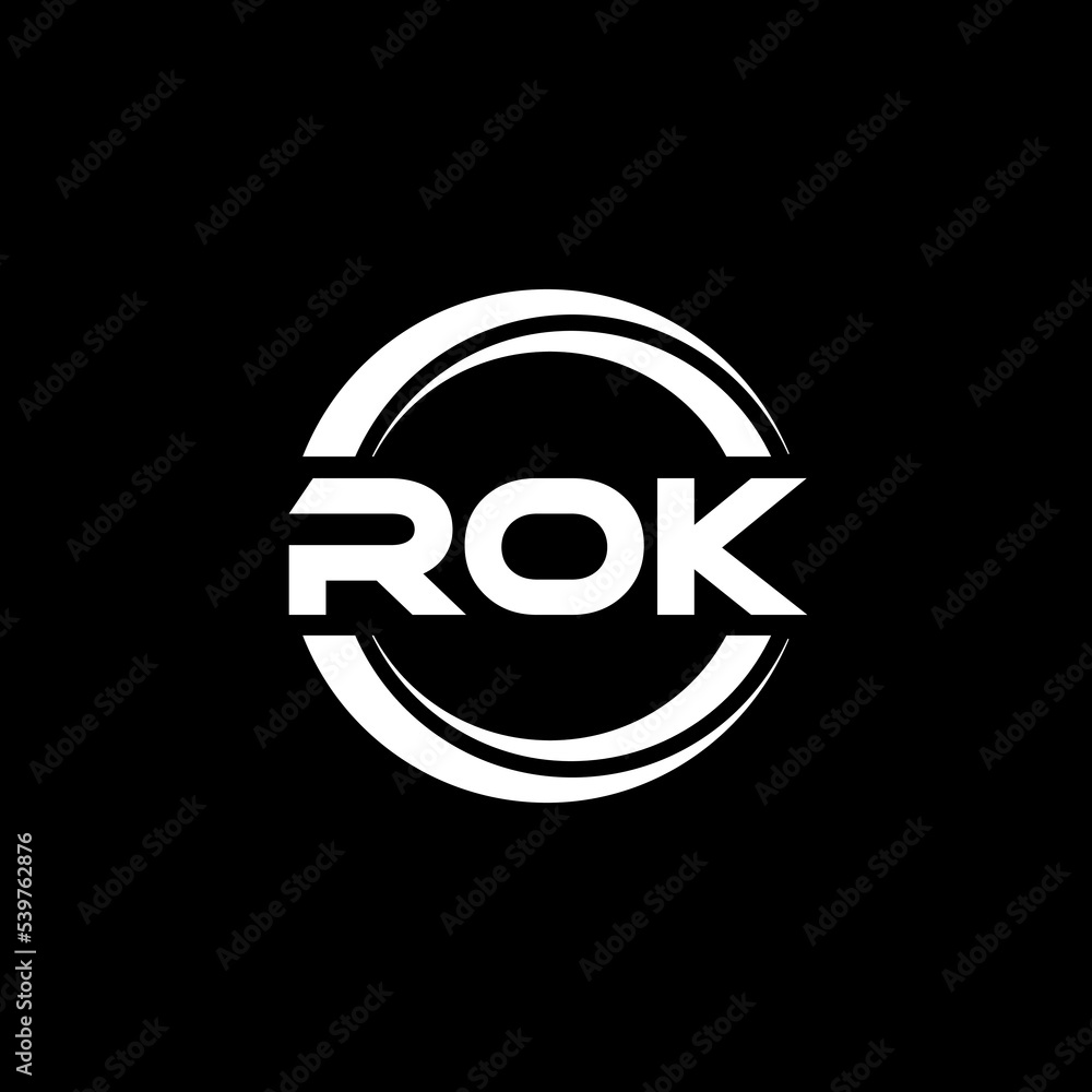 ROK letter logo design with black background in illustrator, vector ...