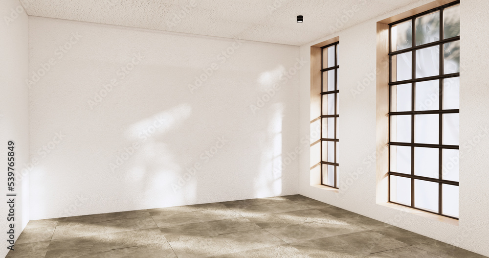Cleaning empty room interior japandi wabi sabi style.3D rendering Stock ...