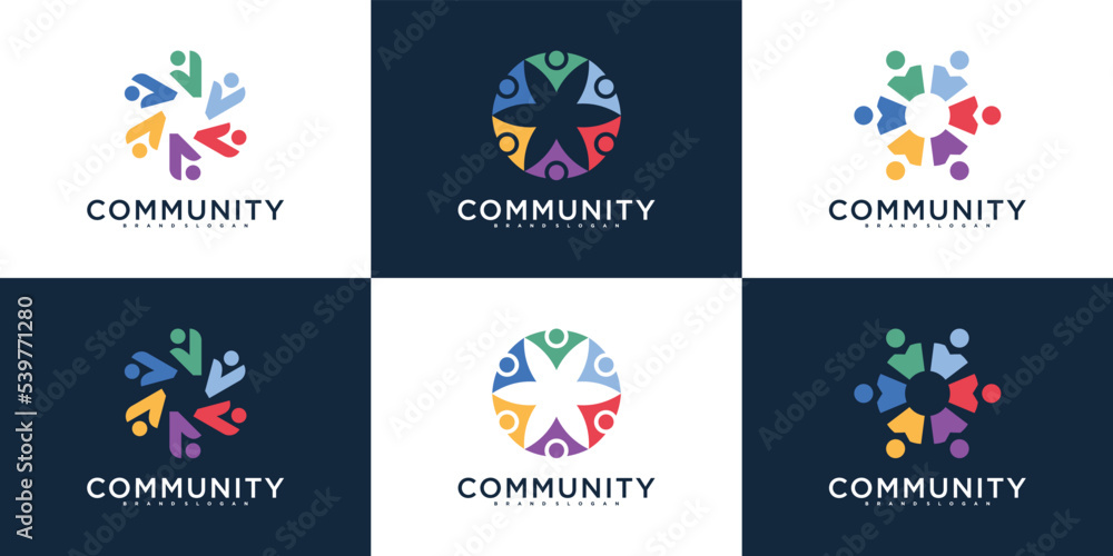 Set of creative colorful social group logo design collection Premium ...