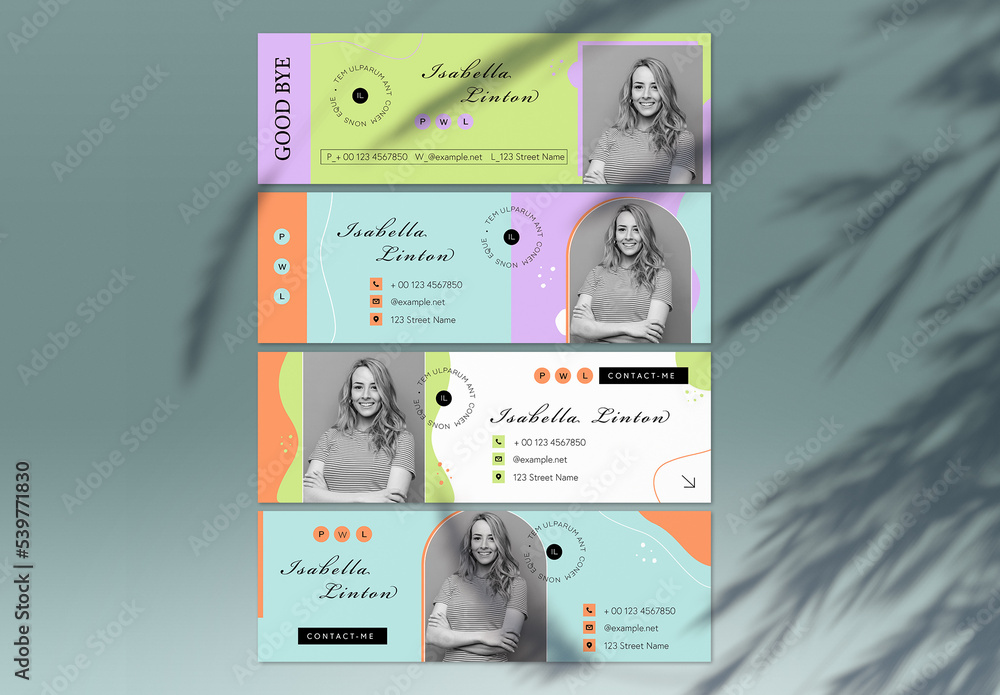 Set Creative Email Signatures Layout Stock Template | Adobe Stock