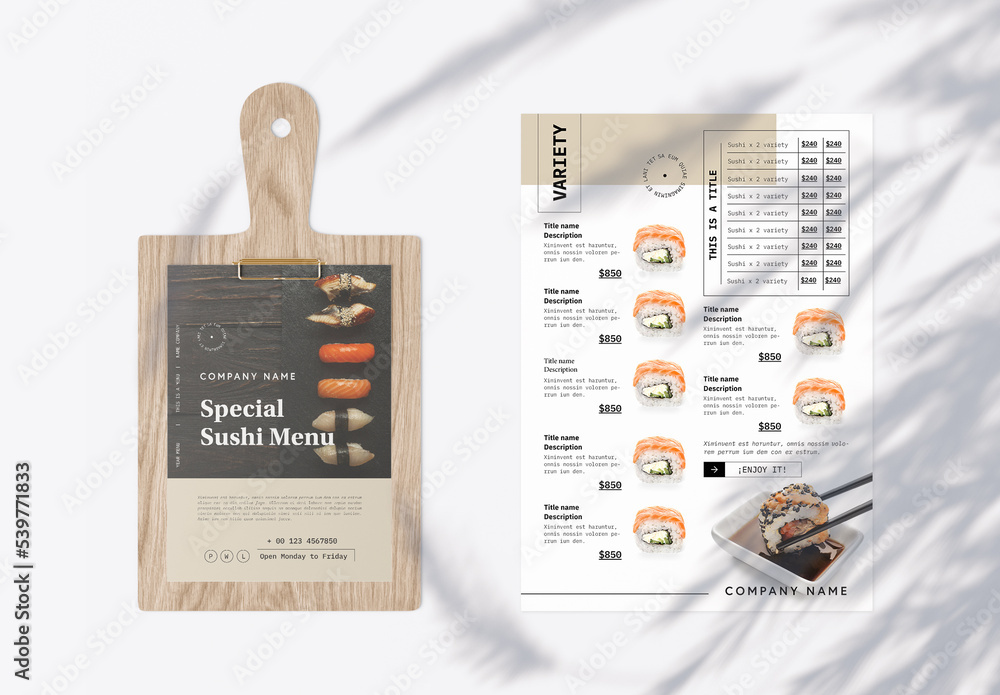 Asian Food Menu Layout Stock Template | Adobe Stock