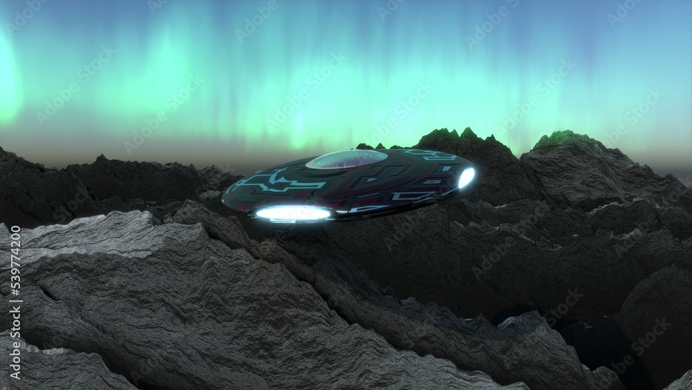 3D illustration of a distant future where humans can travel with FTL ...