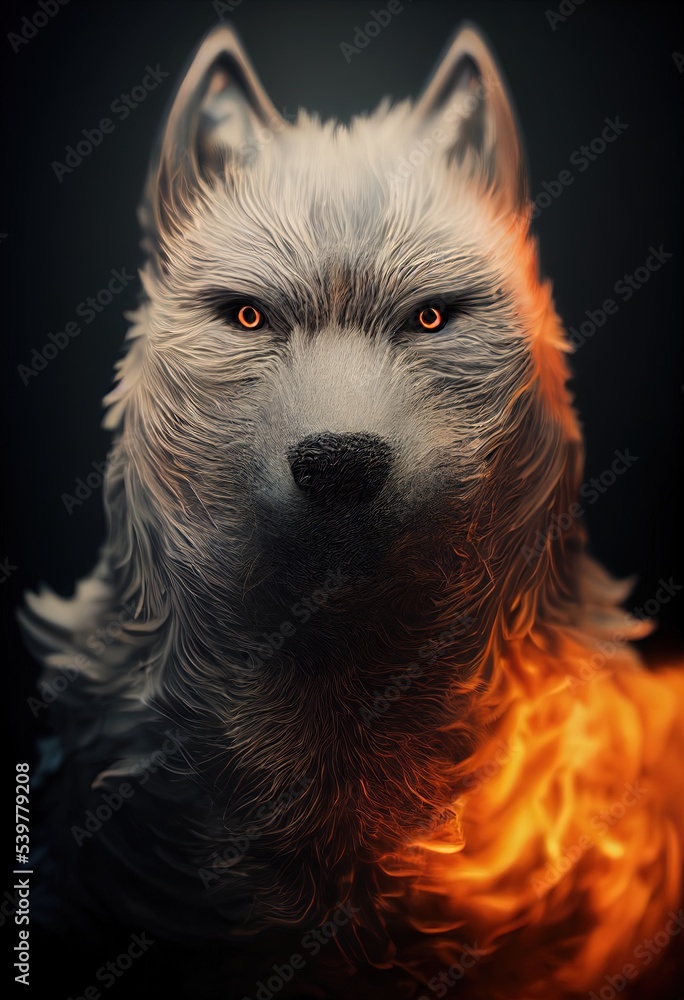 Dire wolf, beautiful mythical wolf, legendary creature. Stock ...