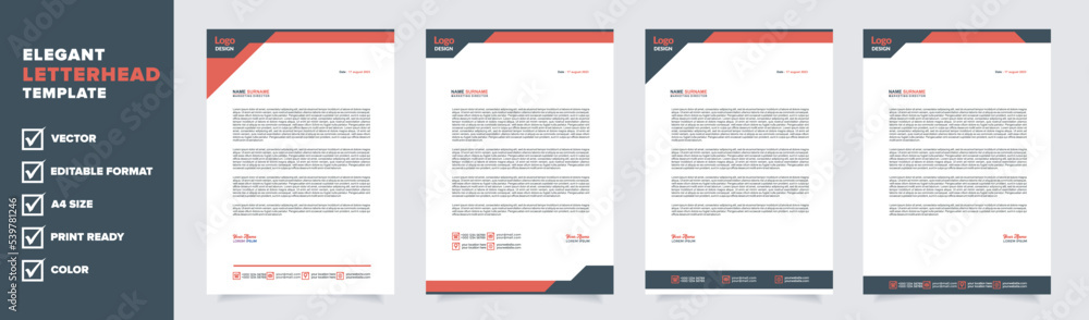 modern letterhead template for business company stationery design with ...