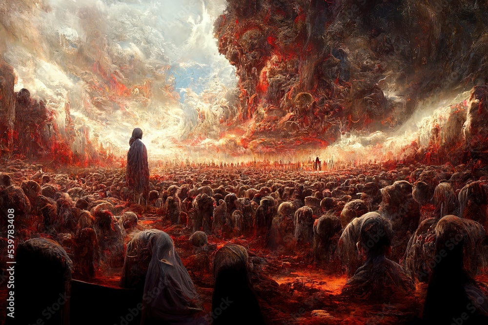Metaphor of judgement day on earth, image of all the people at ...