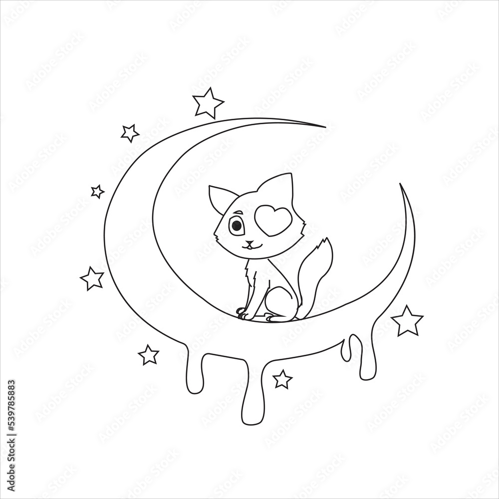 pastel goth cat coloring page Stock Vector | Adobe Stock