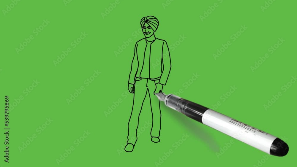 Video „Draw young Sikh standing boy hold his left hand in front pocket ...