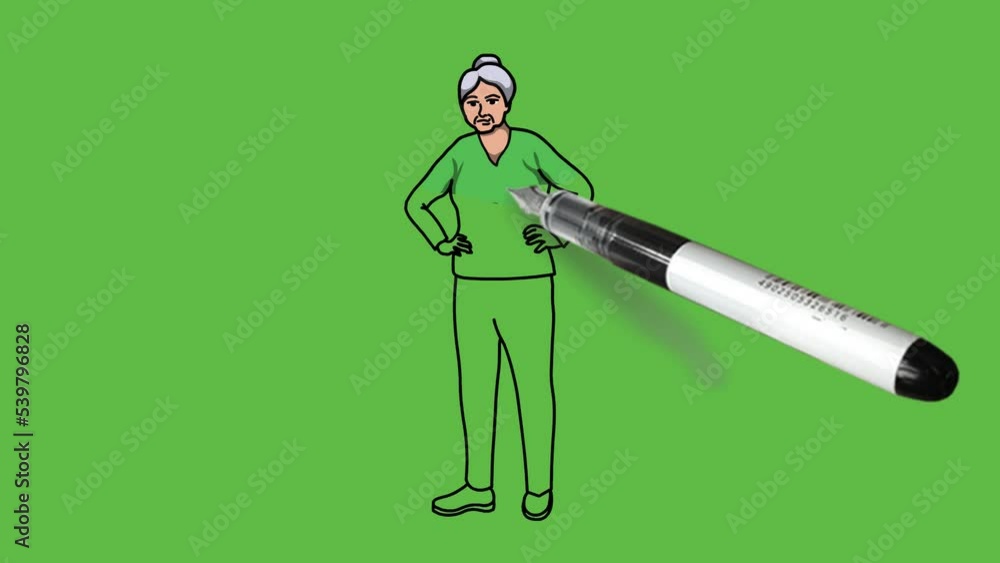 Draw standing young turban man hold his hands on waist wearing green t ...