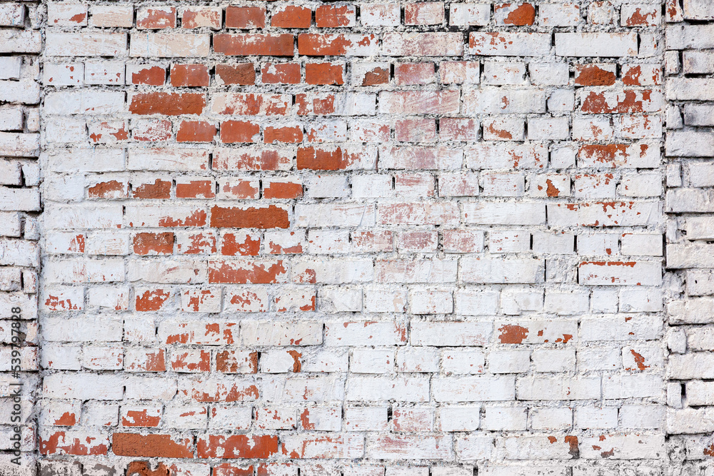 White and red brick wall., old brick, grunge texture background. Stock ...
