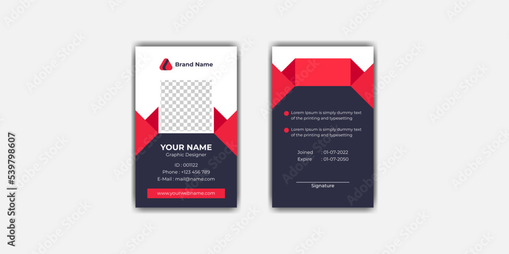 Modern and minimalist Office staff id card template design Stock Vector ...