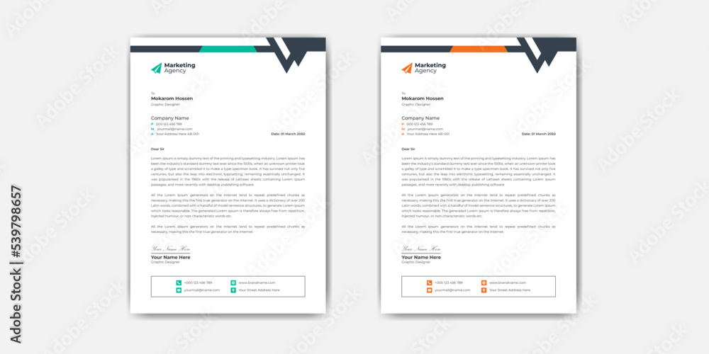 Corporate professional business letterhead design template, employment ...