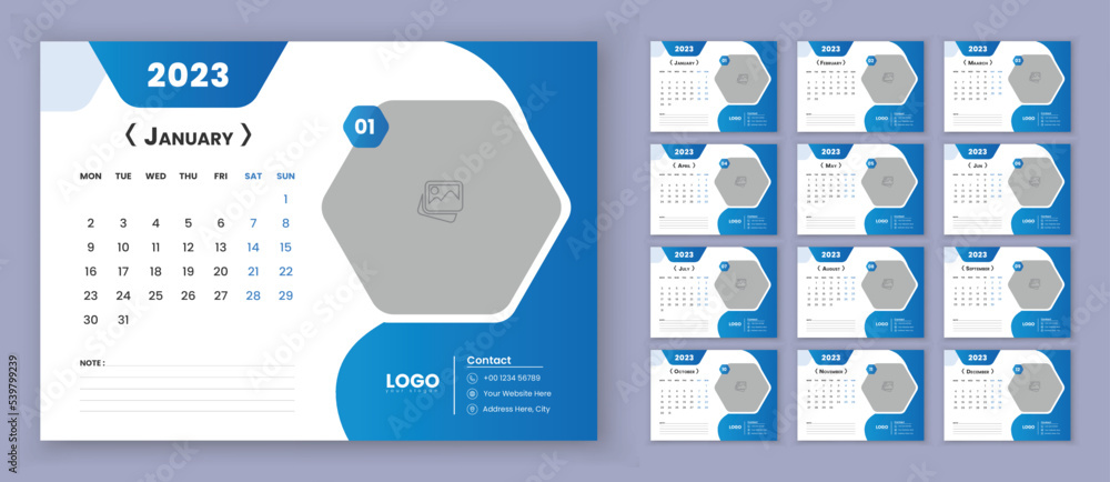 2023 New Year Desktop Calendar. Modern and Simple Desk Calendar for ...