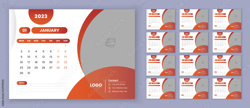 2023 New Year Desktop Calendar. Modern and Simple Desk Calendar for ...