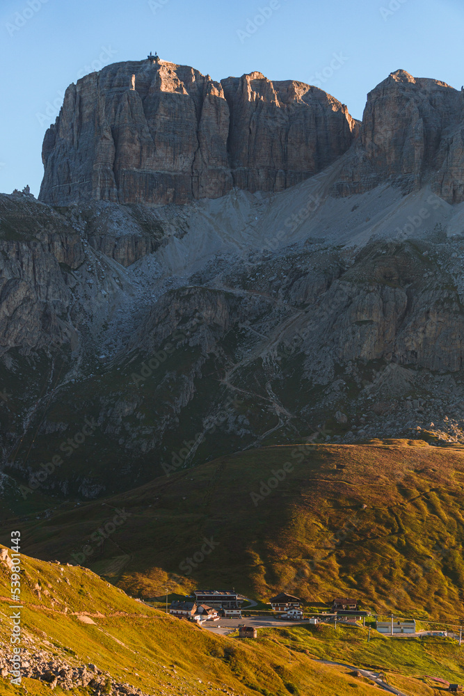 The landscape of the Dolomites seen from the Sella group: one of the ...