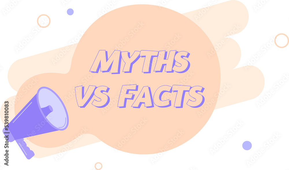 Myths and facts logo megaphone background. Check fact truth fake ...