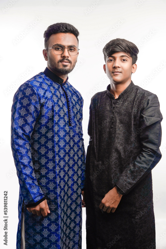 two Indian men wears ethnic or traditional cloths, Male fashion models ...