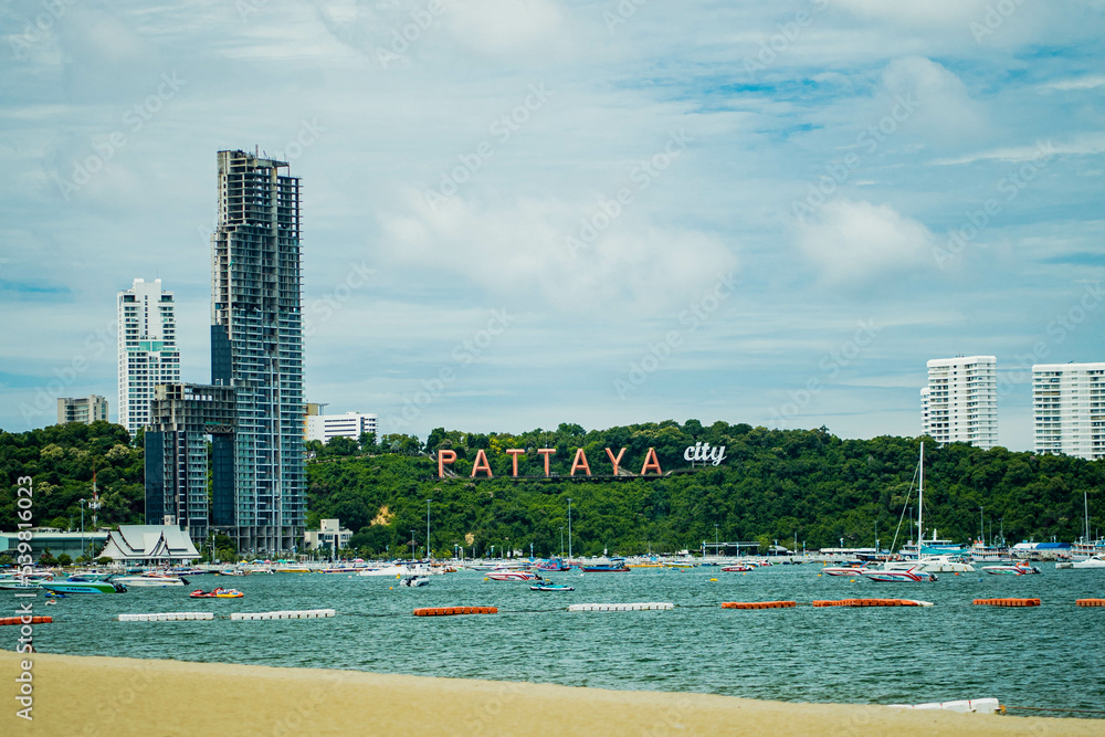 Nature of beach with sky, pattaya city,wide paradise background with ...