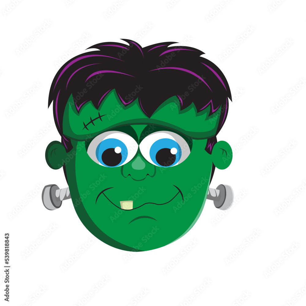 Happy Frankenstein Cartoon Face