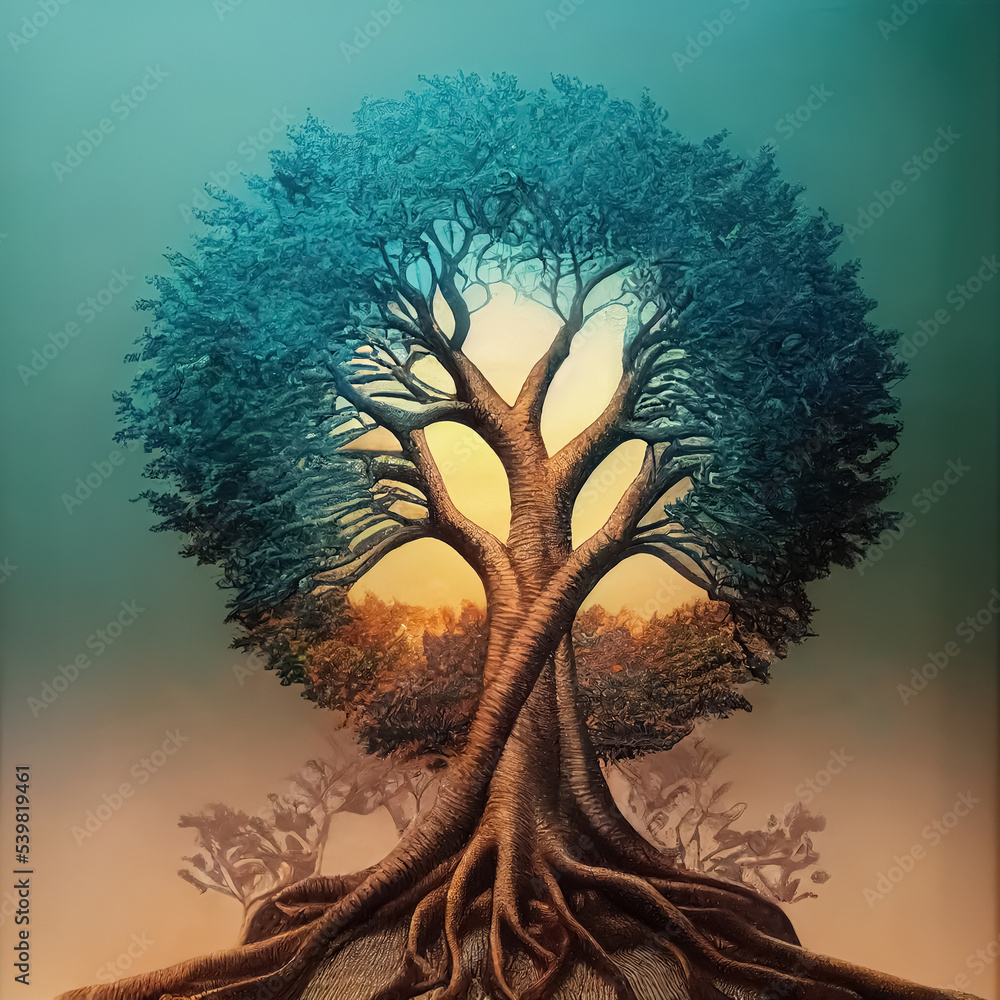 Beautiful tree of life, mythological sacred tree, spiritual healing ...