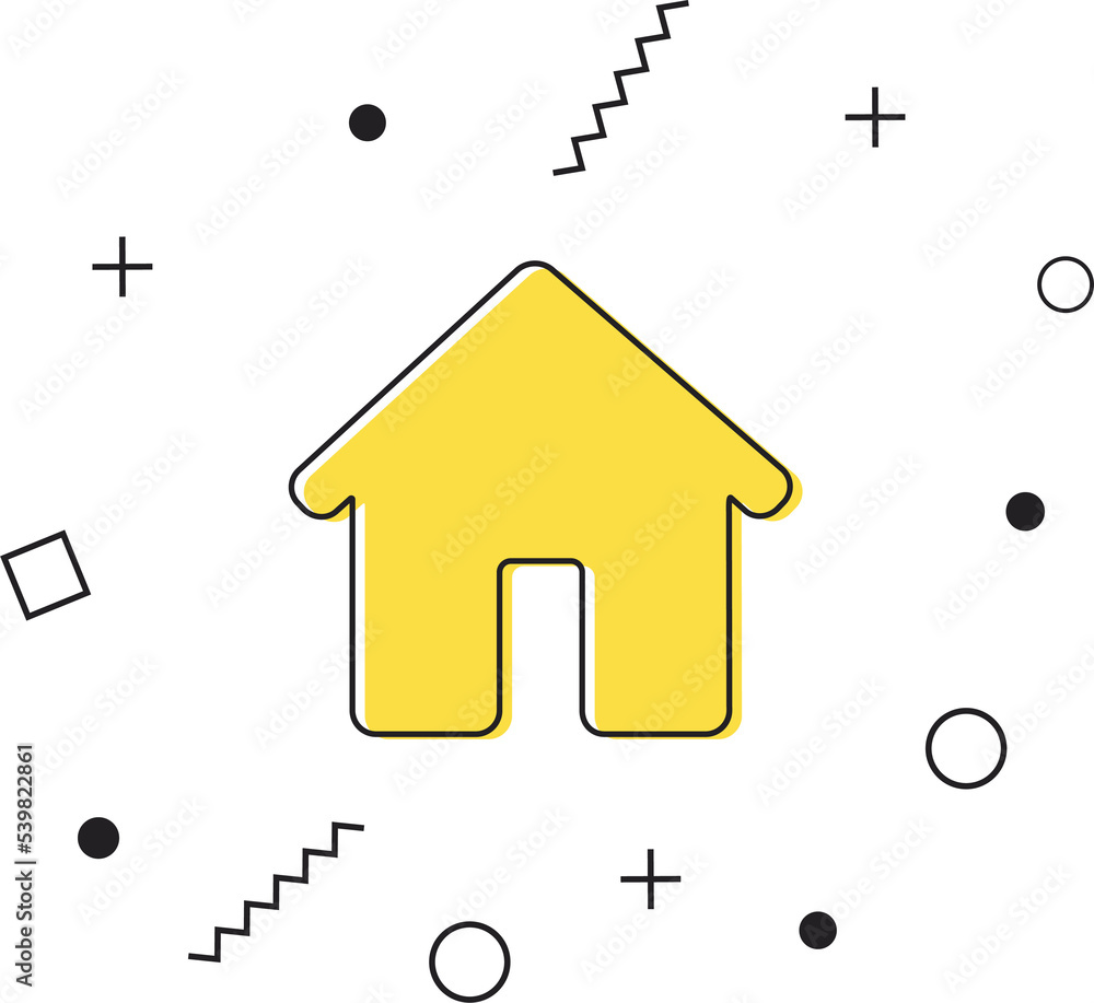 House icon. Yellow home icon with geometric shapes on white background ...