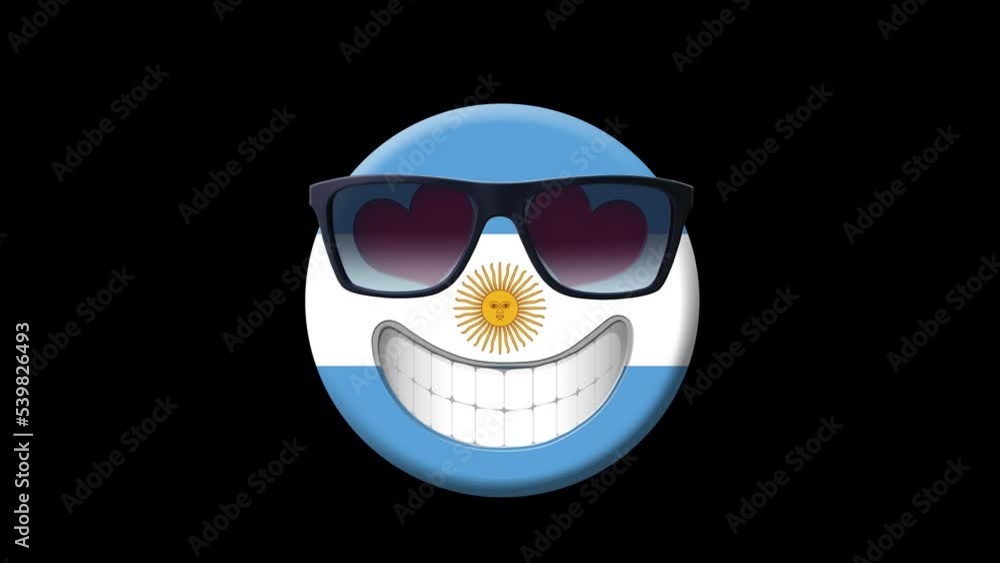 Argentina.Animation of smiling face with argentina flag isolated by the ...