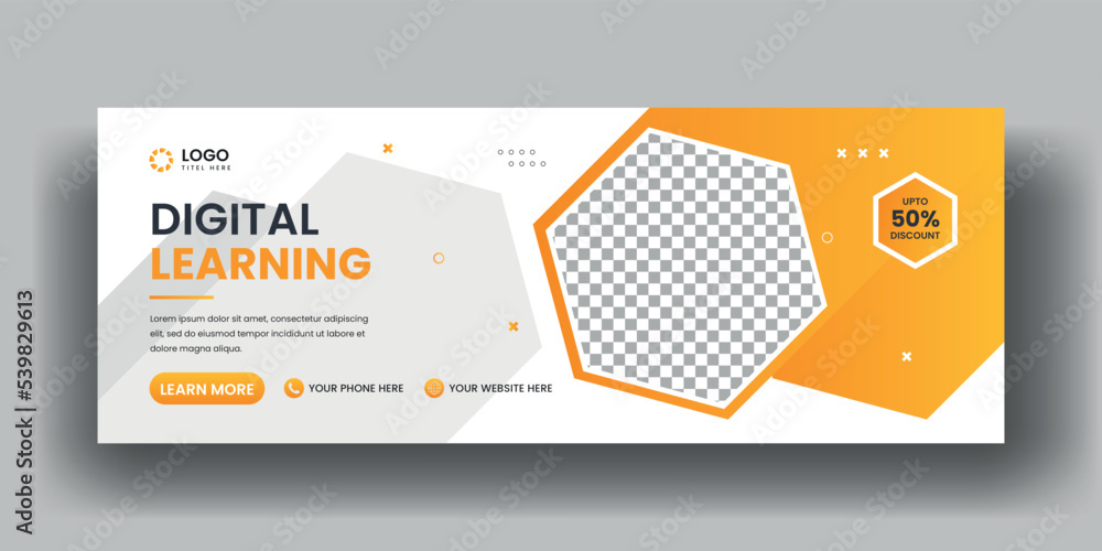 Creative School admission social media cover banner template or Digital learning web banner ...
