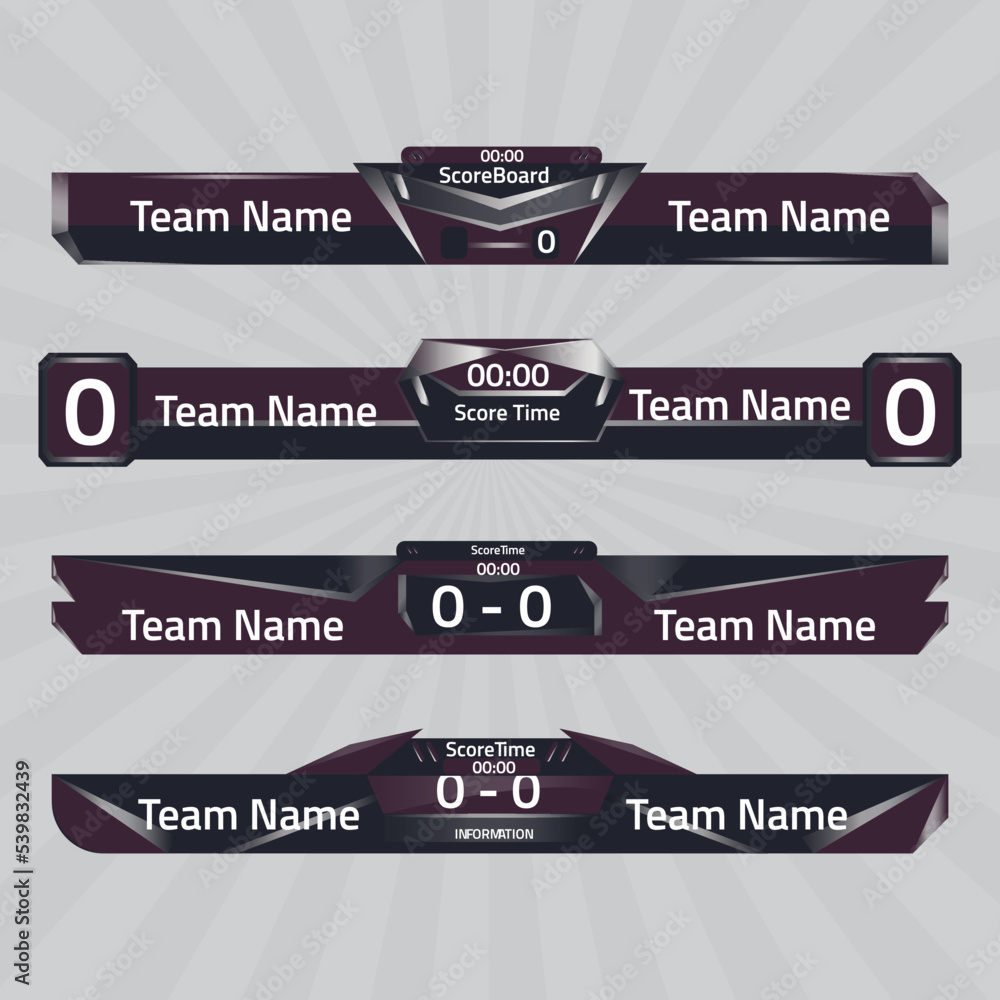 Set collection vector of Sport scoreboard with time and result display ...