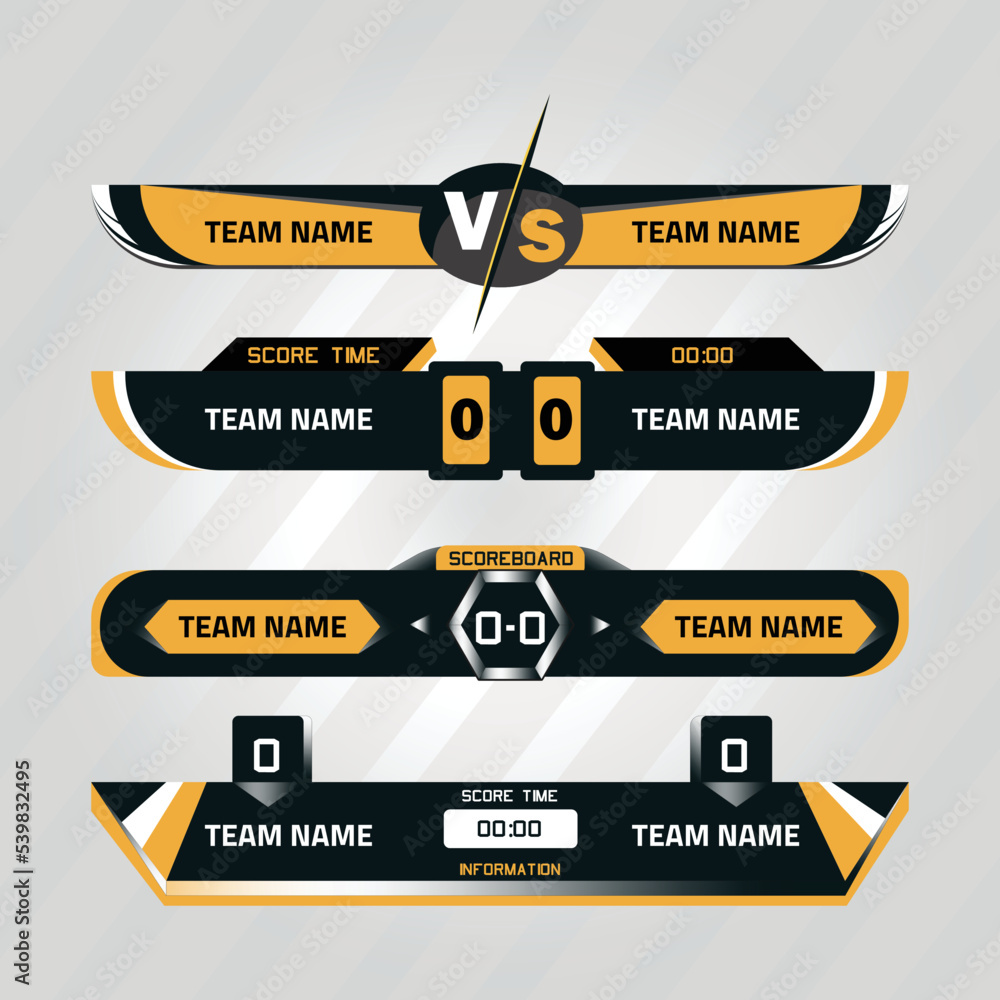 Set collection vector of Sport scoreboard with time and result display ...