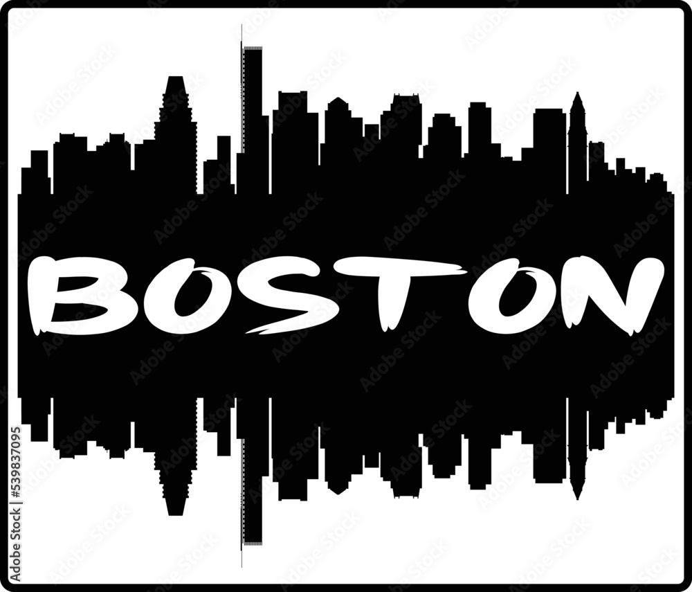 Boston Massachusetts USA Skyline Sunset Travel Souvenir Sticker Logo ...