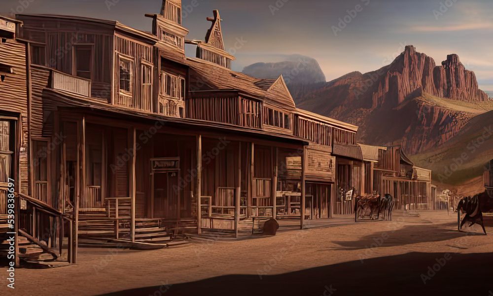 abandon old west Ghost town background landscape. digital matte ...