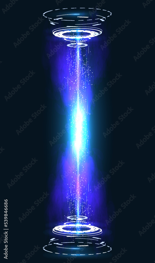 Circular portals, a teleport with a hologram. Projector or ...