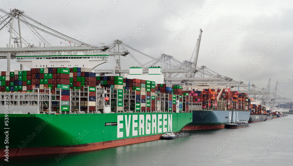Port of Rotterdam, the Netherlands - 10 10 2022: Terminal view with the ...