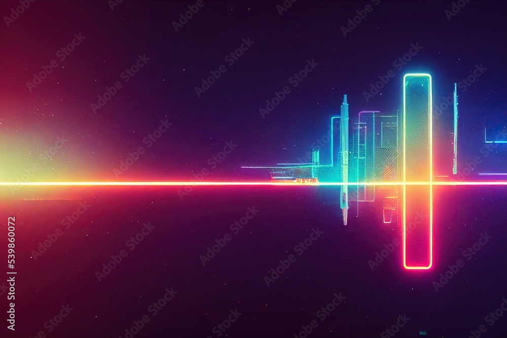 Retro Sci-Fi Background Futuristic NEON Grid landscape of the 80s ...