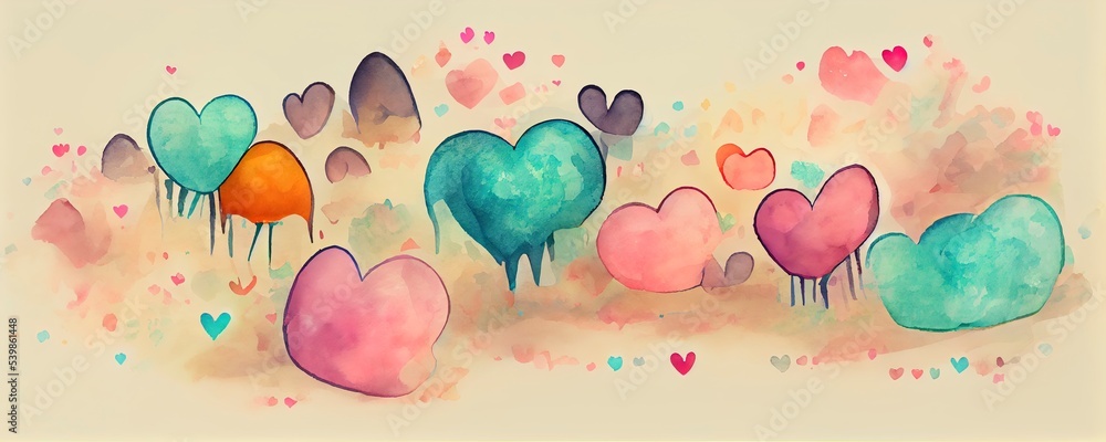 Cute watercolor hearts seamless pattern with hearts, lovely romantic ...