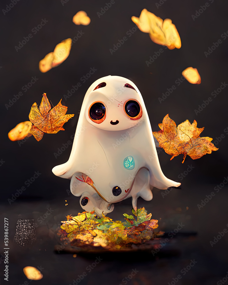 Tierno fantasmita otoñal para Halloween, creado con inteligencia ...