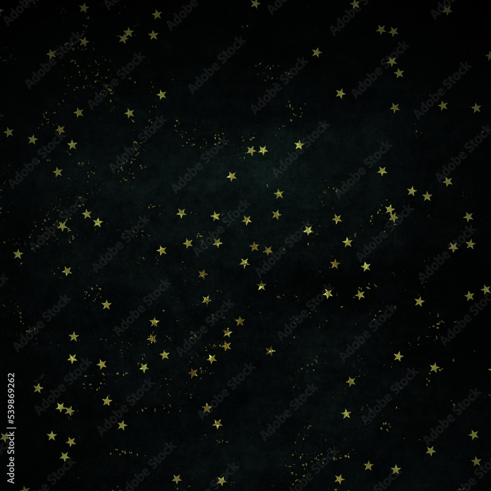 Abstract night black decor sparkle paper with shiny gold stars, starry ...