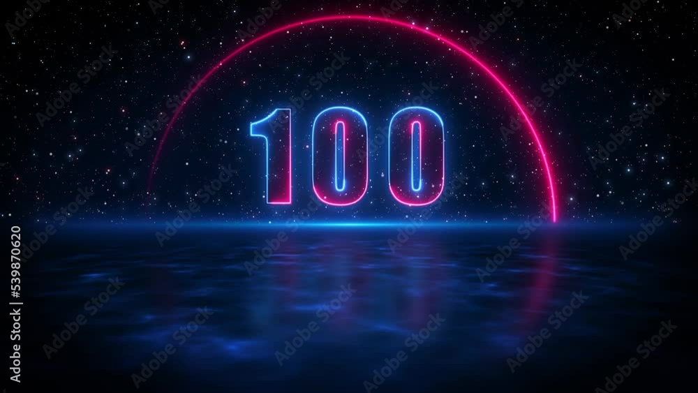 Futuristic Motion Blue Red Shine Number 100 In Half Circle Lines Neon ...