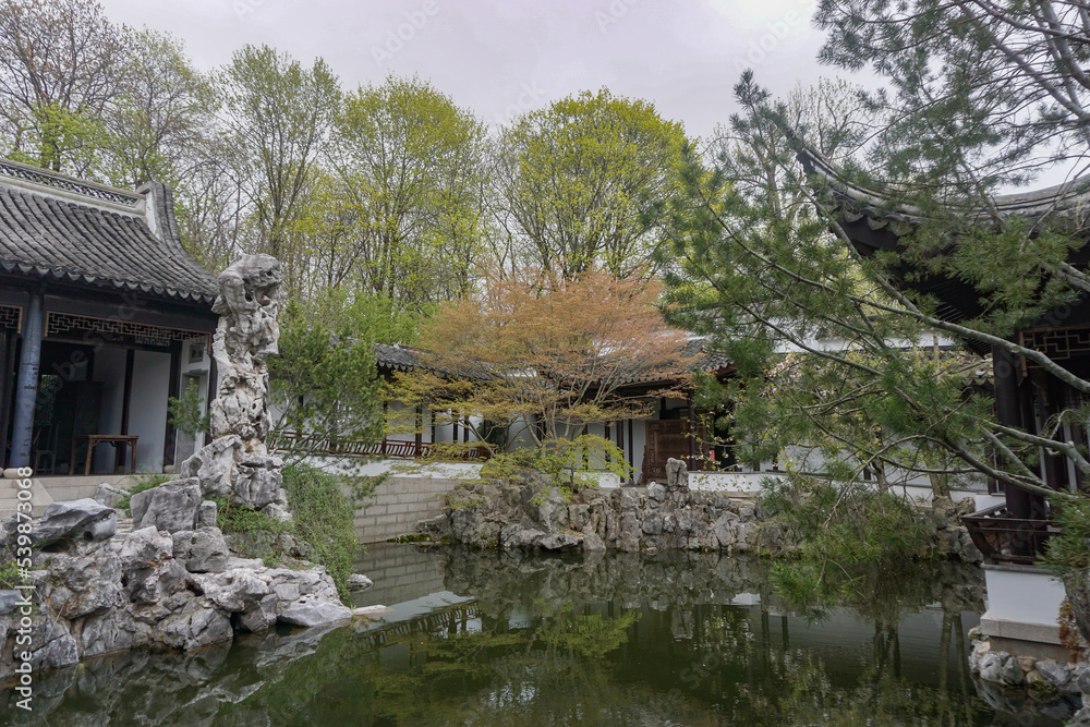 Staten Island, New York: Pond in the New York Chinese Scholars Garden ...