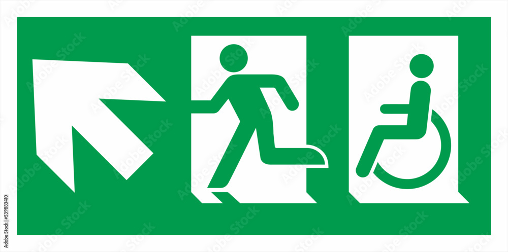 Vetor de Emergency Escape for Disabled Wheelchair Sign Symbols Exit ...