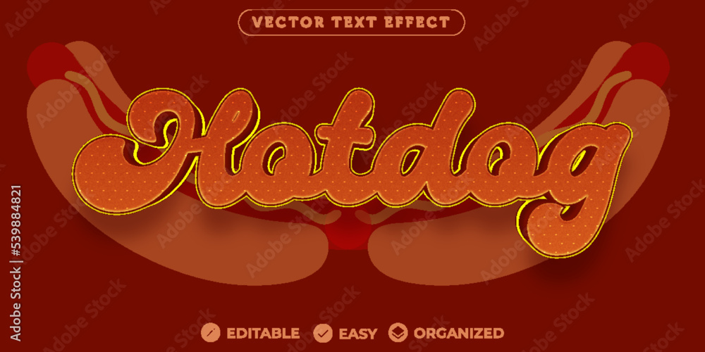 Hotdog Text Effect,Fully Editable Font Text Effect Stock Vector | Adobe ...