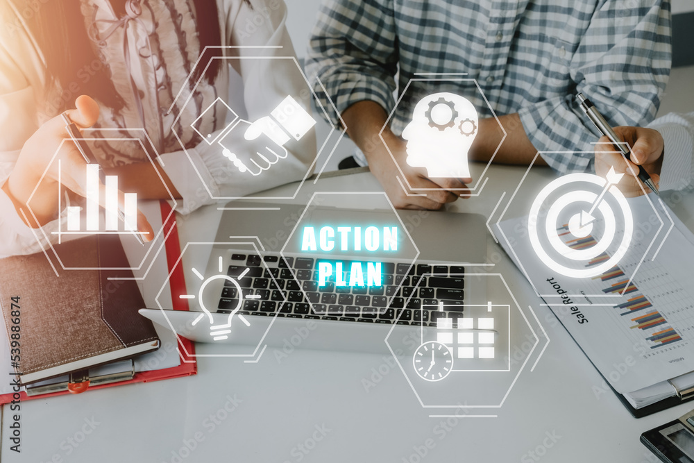 Action plan strategy vision planning direction concept, Business team ...