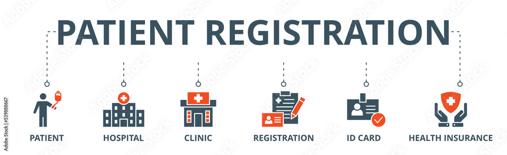 Patient registration banner web icon vector illustration concept with ...