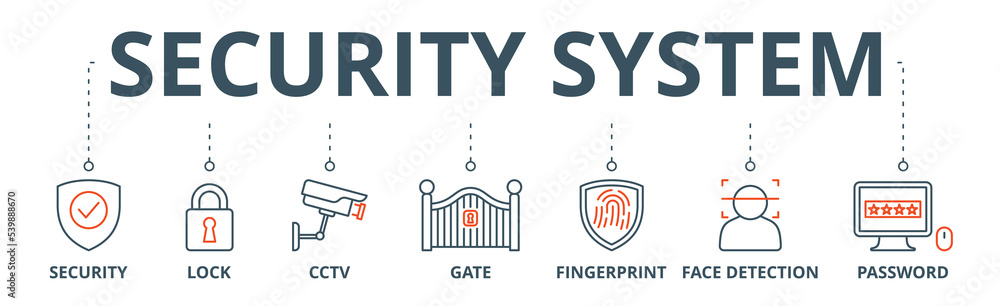 Security system banner web icon vector illustration concept with icon ...