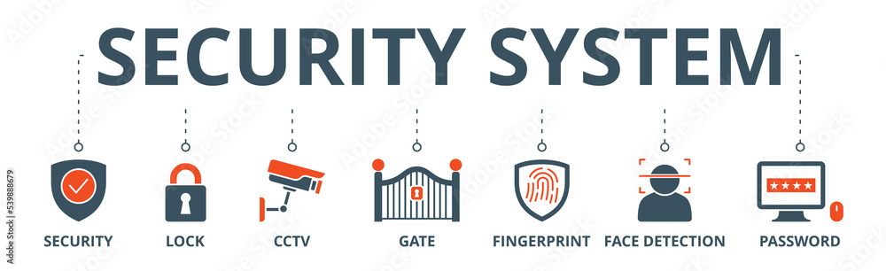 Security system banner web icon vector illustration concept with icon ...