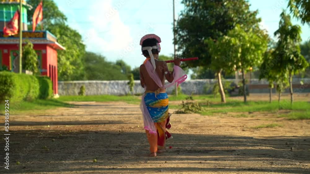 Lord Krishna running in the ground on Happy Janmashtami holiday Indian ...